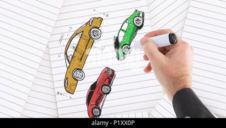 Sketch of cars and hand drawing Stock Photo - Alamy