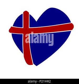 Iceland Heart Flag. Icelandic Love Shape Country Nation National Flag ...