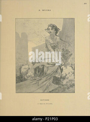 . Français : Alphonse Mucha les douze mois, mars illustration pour le ...