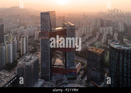 Aerial view of Tencent headquarters in Shenzhen, China. The 250 meter ...
