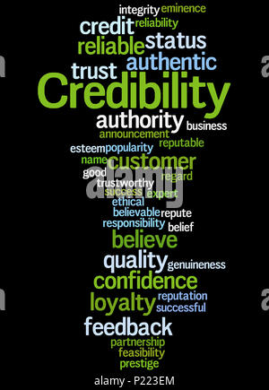 Credibility, word cloud concept on white background Stock Photo - Alamy