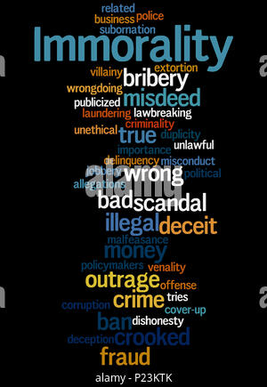 Immorality, word cloud concept on black background Stock Photo - Alamy