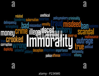 Immorality, word cloud concept on white background Stock Photo - Alamy