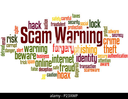 Scam Warning, word cloud concept on black background Stock Photo - Alamy