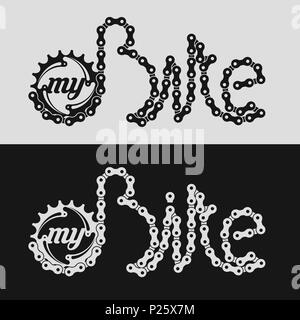 Bike or Bicycle Chain Monochrome Font. Bike Chain Letter Set. Letters ...