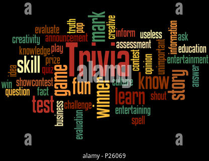 Trivia, word cloud concept on black background Stock Photo - Alamy