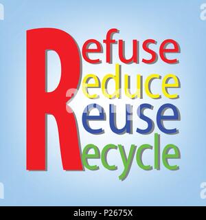 Environment Theme. Refuse, reduce, reuse and recycle Stock Vector Image ...