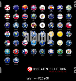 50 US States Flag Set. Official Flags of All 50 States. US States Waved ...