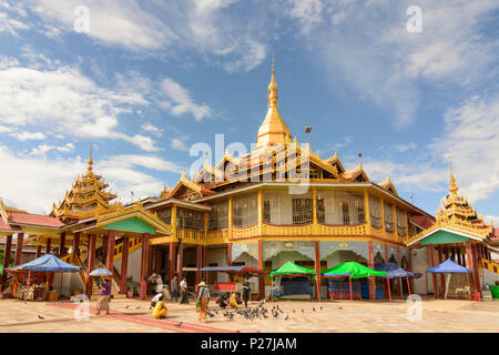 Tha Lay: temple pagoda Phaung Daw Oo Paya, boat, canal, boat house of ...