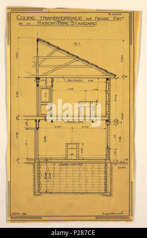 . English: Drawing, Cross Section of a House for the Societe Anonyme ...