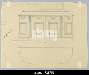 Drawing, Design for Four-Door Sideboard in Elevation and Plan, 1900–05 ...