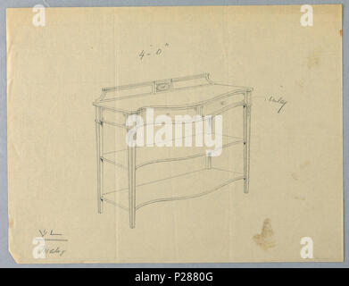 Drawing, Design for Oblong Serving Table with Two Shelves, 1900–05 ...