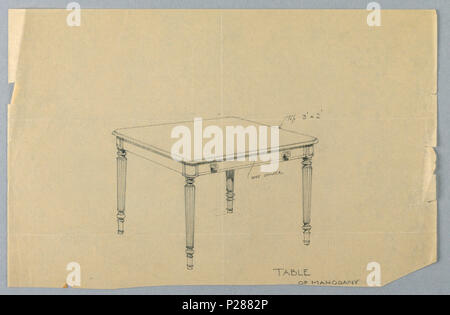 Drawing, Design for Rectangular Writing Table with Rounded Corners; Designed by A.N. Davenport ...