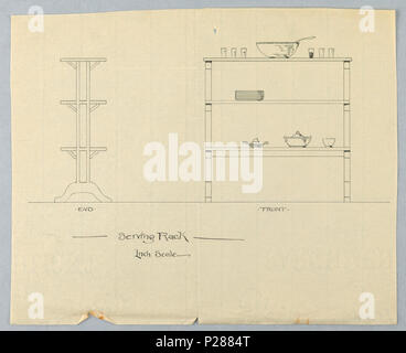 Drawing, Design for Serving Rack with Three Shelves (Front and Side ...