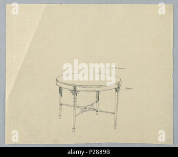 103 Drawing, Design for Small Round Table with Square Supports and ...