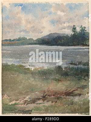 Drawing, Lakeside Landscape, ca. 1890 Stock Photo - Alamy