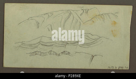 Drawing, Mountain Range with Strata Marks Stock Photo - Alamy