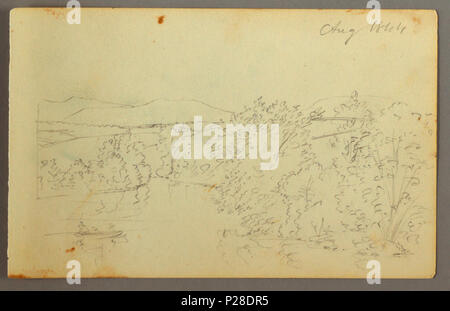 . English: Drawing, Valley with stream . English: Verso: Cow's hind ...