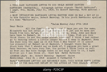 (Manning, Robert), Uncle, ALS to. Jul. 27, 1818 (NYPL b15823745-5053428 Stock Photo - Alamy