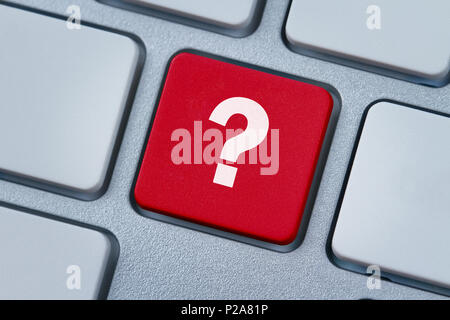 Red push button with question mark Stock Photo - Alamy