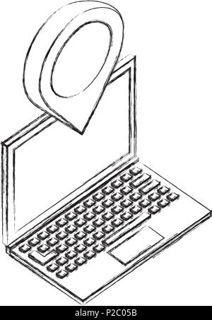 laptop computer gps pointer location vector illustration Stock Vector ...