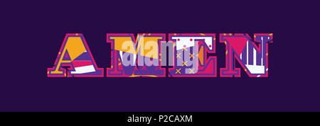 The word Amen concept and theme written in black ink on a colorful ...