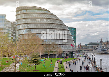 Curved landmark building City Hall London Westminster designed by Stock ...