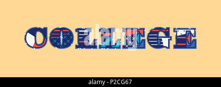 The word College concept and theme written in white tiles and isolated ...