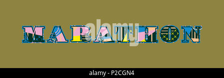 The word MARATHON concept written in colorful abstract typography Stock ...