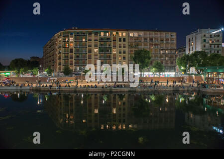 Milano. Dockyard by night. Italy Stock Photo - Alamy
