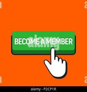 Hand Mouse Cursor Clicks the Member Area Button. Pointer Push Press Button Concept Stock Vector ...