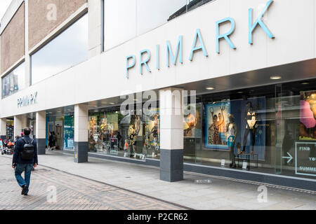 Primark store sign on a shop front facade / retail outlet entrance in ...