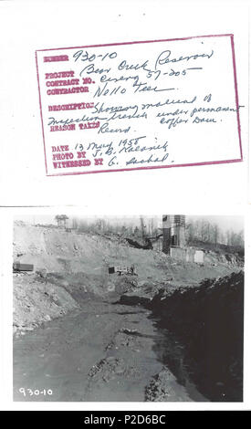 . English: Shows material left under permanent cofferdam . 13 May 1958 ...