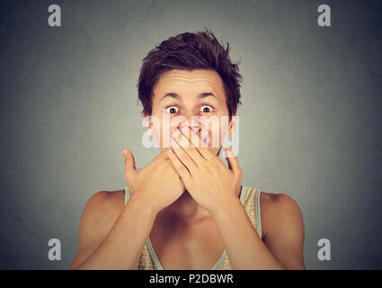 Scary, mystery and man with hands on glass, window and trapped in home ...