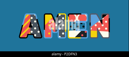 The word Amen concept and theme written in black ink on a colorful ...