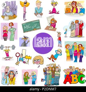 Student characters vector set. School kids cartoon characters wearing ...