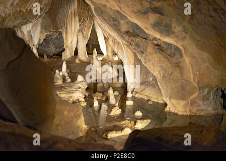 A glimpse inside the Atta caves in Attendorn deep underground with lots ...