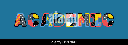 The word Academic concept and theme written in black ink on a colorful ...