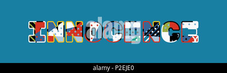 The word Innocence concept written in colorful abstract typography ...