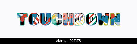 The word Touchdown concept and theme written in vintage wooden ...