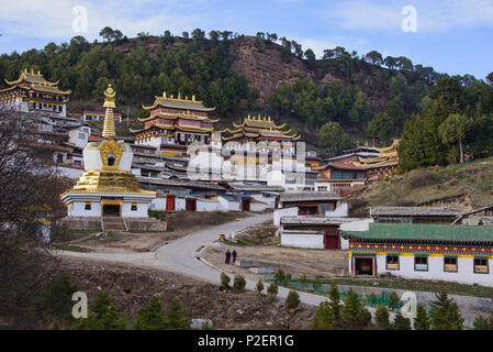 Overlooking the Kerti Gompa neighbourhood, Langmusi, Gansu, China Stock ...