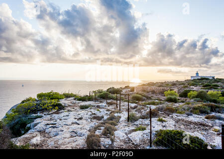 View from the terrace of the lighthouse Cap Blanc, Mallorca, Balearic ...