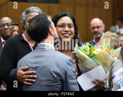 Labour candidate Janet Daby celebrates with her husband Donald after ...