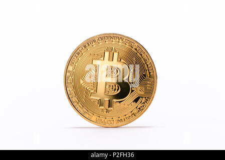 close up view of golden git coin isolated on white Stock Photo - Alamy