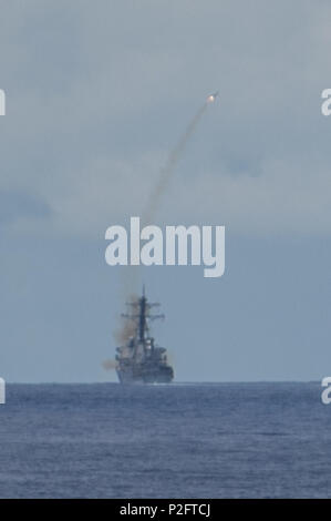 USS Barry launches a vertical launch anti-submarine rocket missile ...