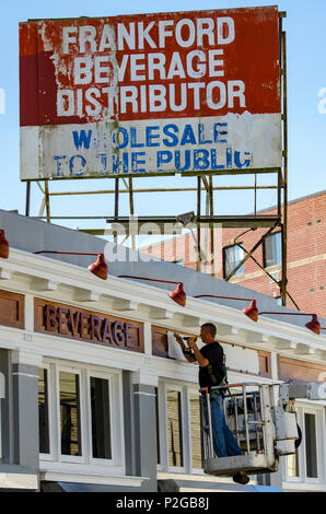 Install - red sign with blue sky Stock Photo - Alamy