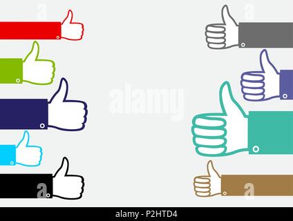 Set of hands raised up. Multicolor gradient hands raised up. Human ...