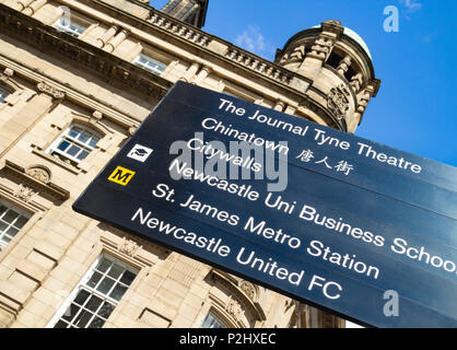 Newcastle City Centre Information Sign Stock Photo - Alamy