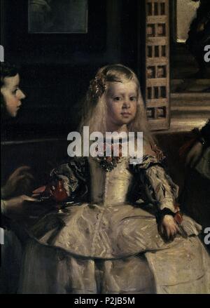 Las Meninas, painted by Diego Velazquez, 1656. Detail. Museo del Prado ...