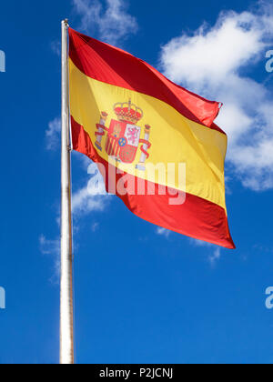 Flag of Spain, called La Rojigualda, waving Stock Photo - Alamy